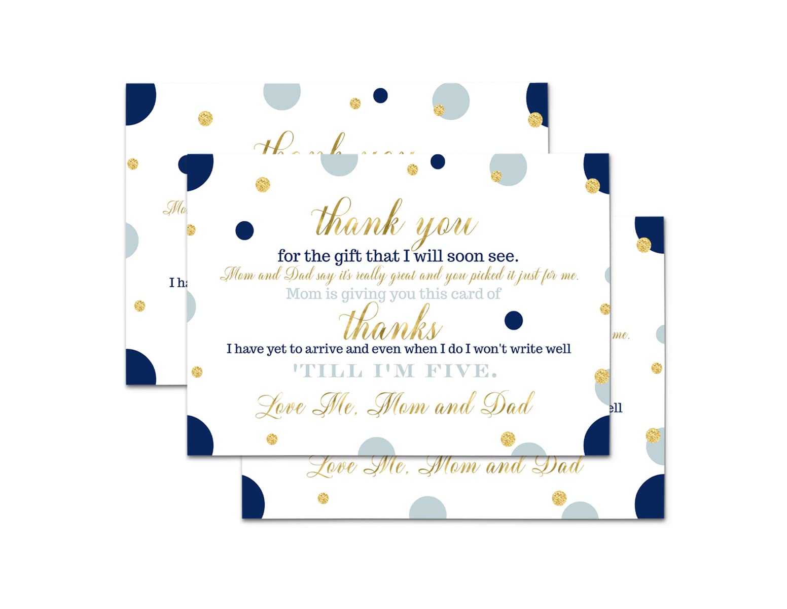 Paper Clever Party Navy and Gold Baby Shower Thank You Postcards (15 Pack) Notecards Only - Eco-friendly – Printed 4x6