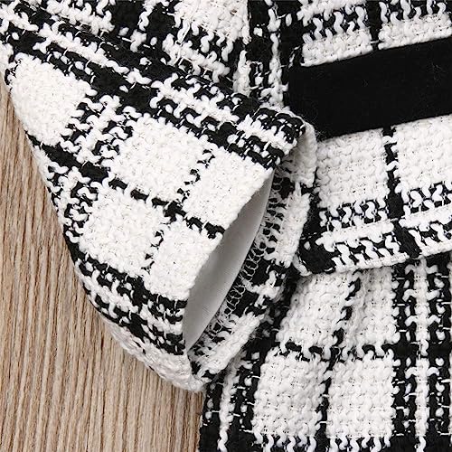 Rtnnsbbfcm Toddler Baby Girl Outfits Plaid Long Sleeve Tops Cardigan +Short Skirt Fall Winter Clothes