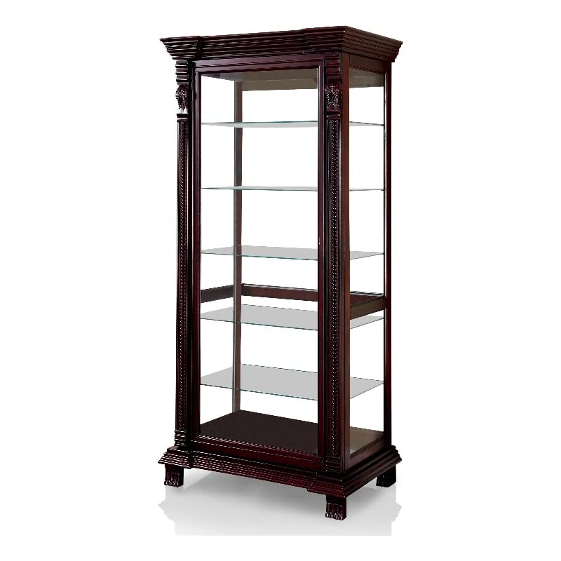 Furniture of America Lisandro Traditional Glass Door Curio Cabinet in Espresso