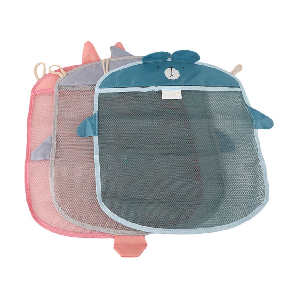 Bath Toy Organizer Cute Baby Hanging Mesh Net Cartoon Tub Toy Storage Large Size and Quick Dry Bathtub Toy Holder (Blue)