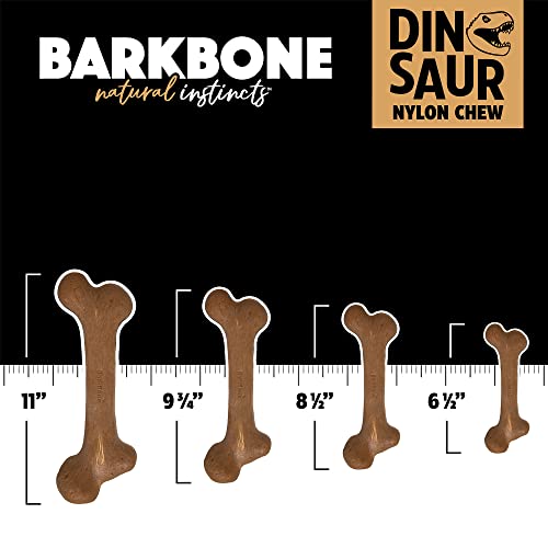 Pet Qwerks Dinosaur BarkBone - Nylon Dog Bone for Aggressive Chewers - Bacon Flavor - 11"