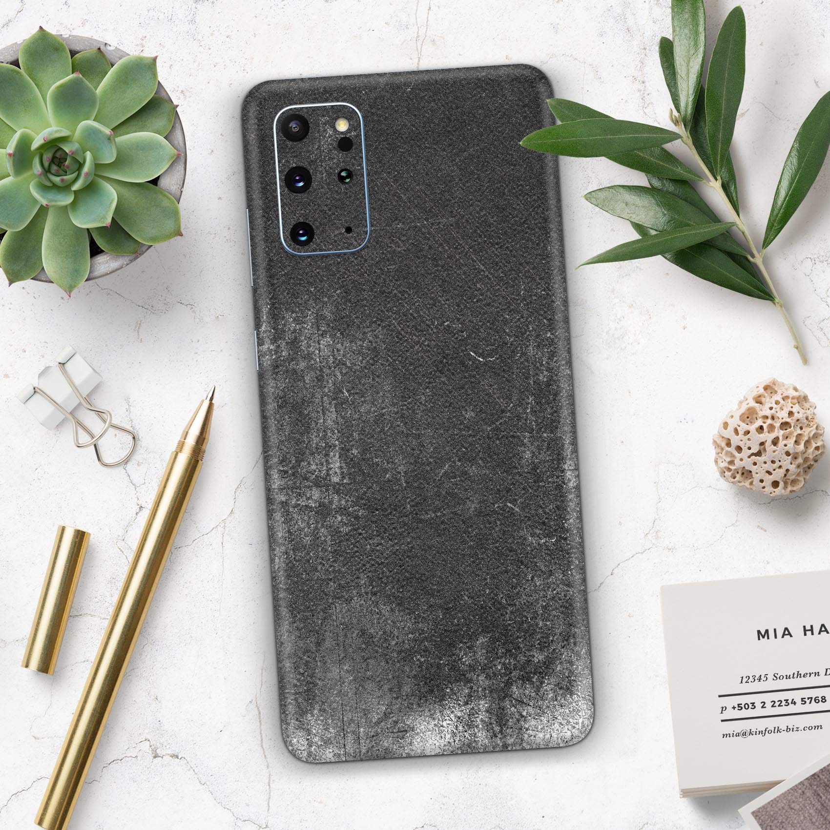 DesignSkinz Distressed Silver Texture v8 Protective Vinyl Decal Wrap Skin Cover Compatible with The Samsung Galaxy S20 (Screen Trim & Back Glass Skin)