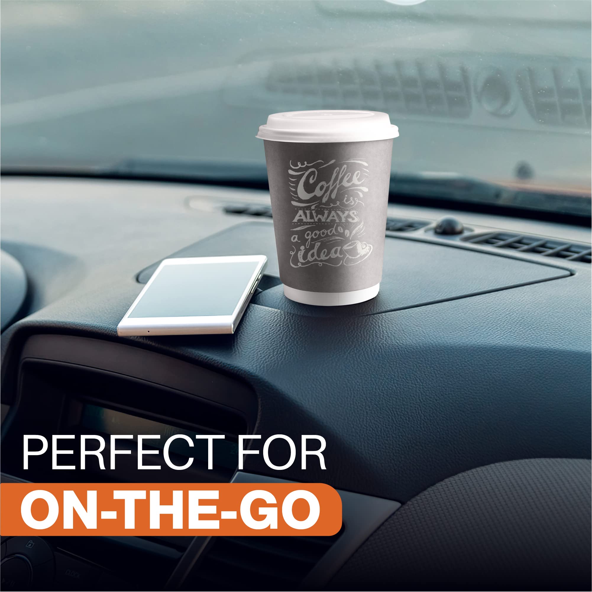 80pcs Insulated Double Wall, 12 oz Disposable Coffee Cups with Lids & Stirrers-To Go Paper Coffee Cups with lids for Hot&Cold Beverages-Hot Cups for Coffee, Tea, Chocolate-for Office, Cafes, Weddings