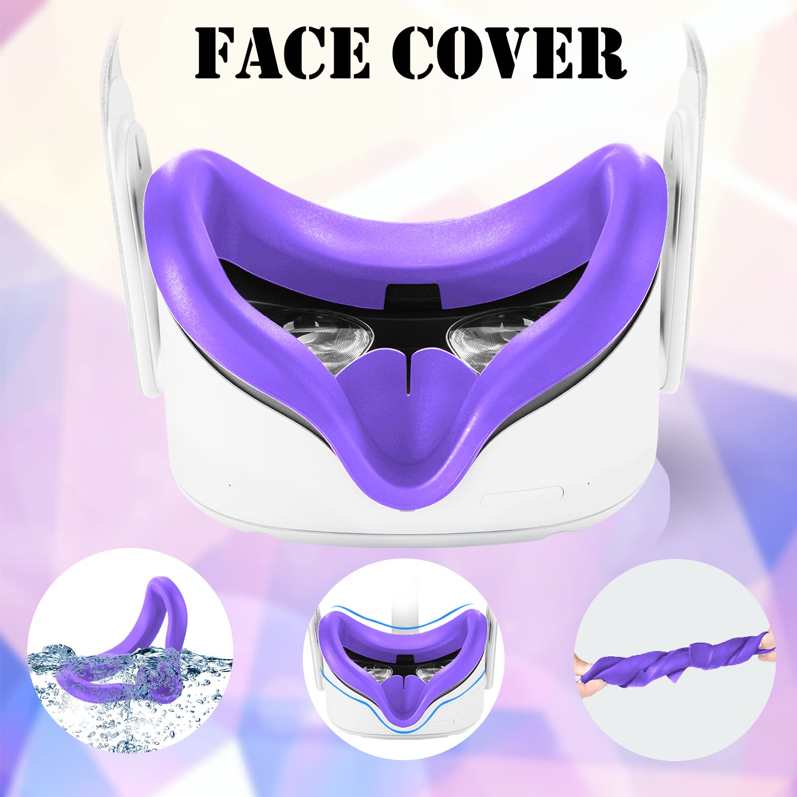 Accessories Compatible with Oculus Quest 2 Silicone Touch Controller Grip Cover, Face Cover, Headset Shell Cover, Protective Lens Case, Disposable Eye Sleeves