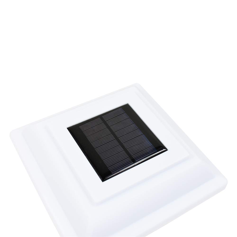8 Pack White Outdoor Garden 5 x 5 Solar 12 SMD LED Post Deck Cap Square Fence Light Landscape Lamp Lawn PVC Vinyl
