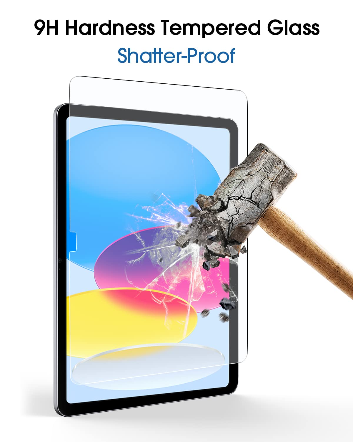amFilm 2-Pack Glass Screen Protector Compatible with iPad 10th Generation 10.9 Inch (2022), 9H Tempered Glass Screen Protector, Ultra Sensitive, Face ID & Apple Pencil Compatible