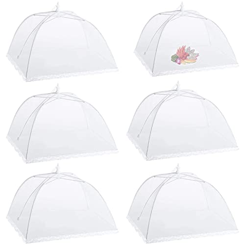 Camkey 6 Pack Dome Screen Mesh Food and Plant Covers,Reusable 17" Large Pop-Up Mesh Food Cover Tent, Collapsible Screens Canopy Food Cover Protector from Flies and Bugs for Outdoor and Home Use