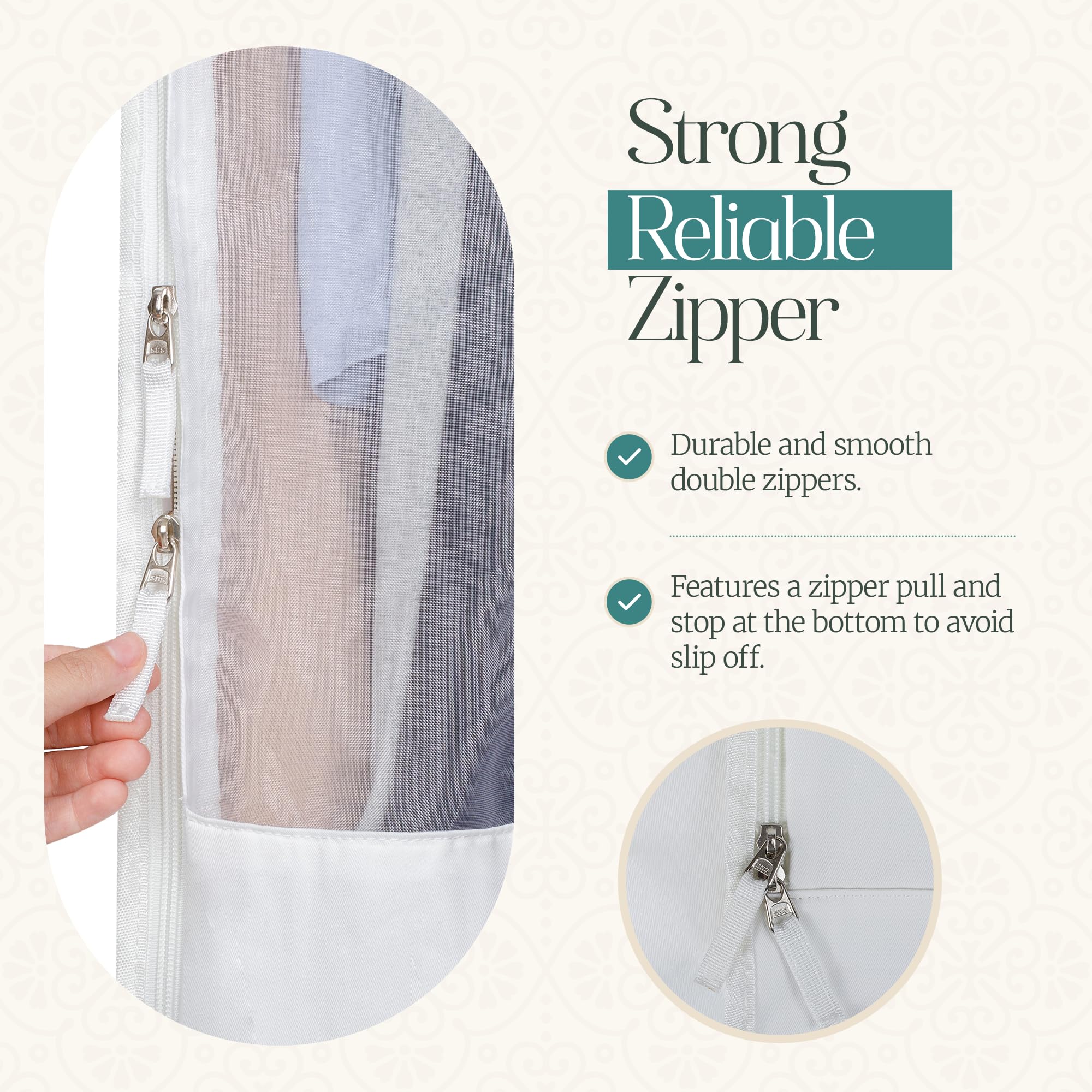 Premium 40β Short Cotton Garment Bag For Hanging Clothes And Storage | Wide 6β Gusset & 4 Cedar Blocks For Fresh Smell And Moth Protection | Best For Suits, Fur Coats, Leather Jackets, Sweaters.