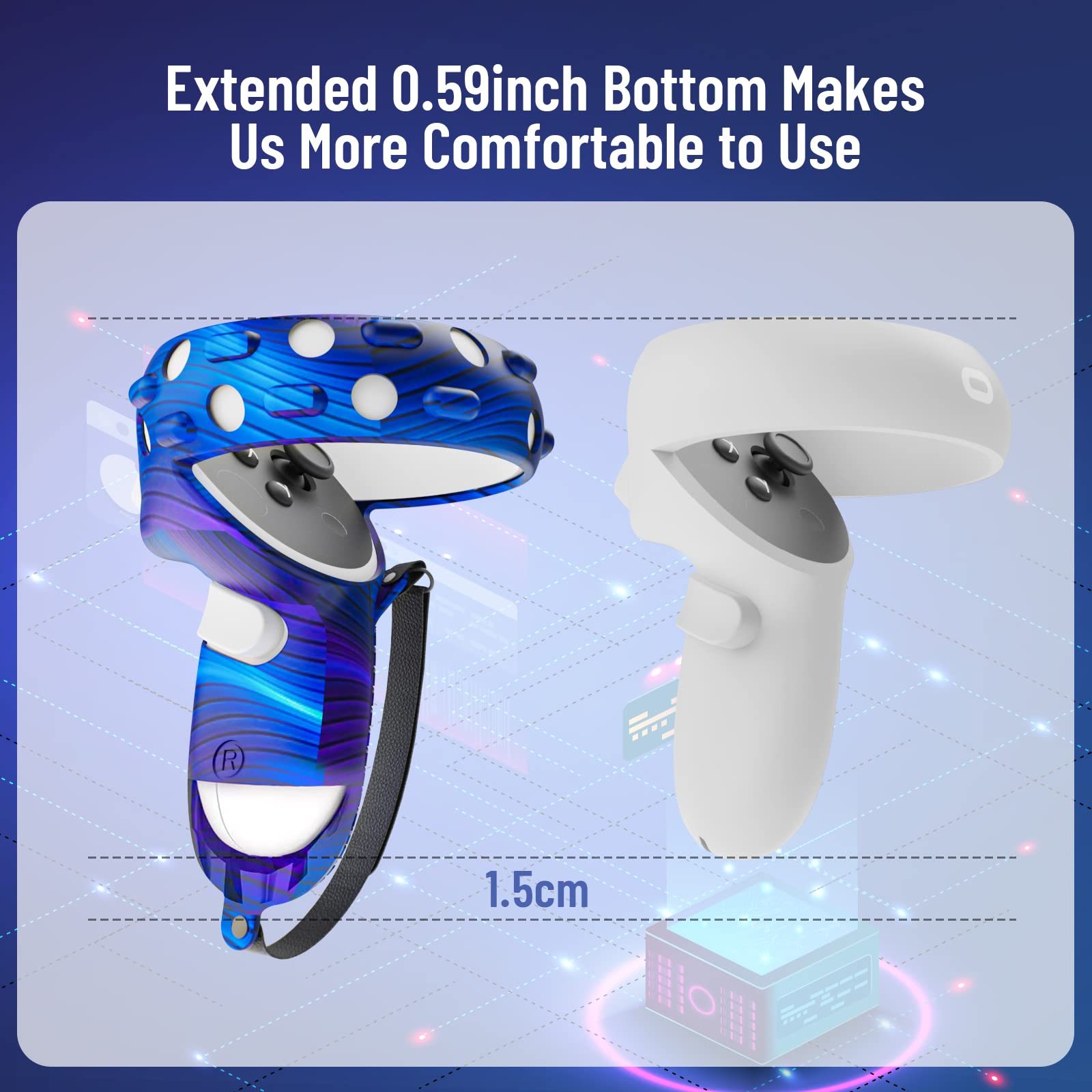 Accessories for Oculus Quest 2丨All in One VR Headset Silicone Face Cover丨VR Shell Cover丨Quest 2 Touch Controller Grip Cover丨Protective Lens Cover丨Disposable Eye Cover (Aurora Blue)