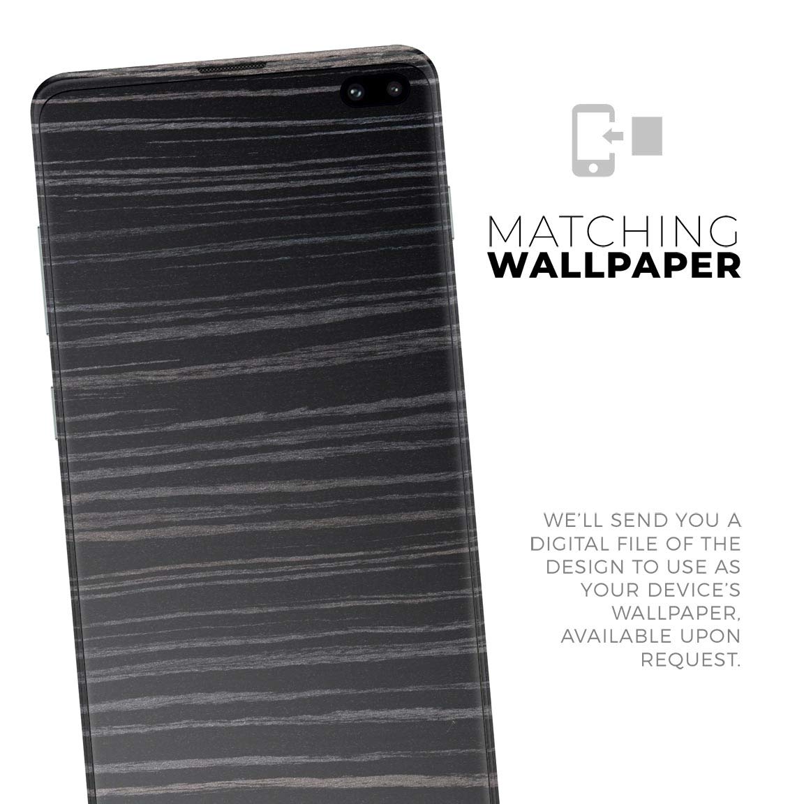 DesignSkinz Black Wood Texture Protective Vinyl Decal Wrap Skin Cover Compatible with The Samsung Galaxy S20 (Screen Trim & Back Glass Skin)