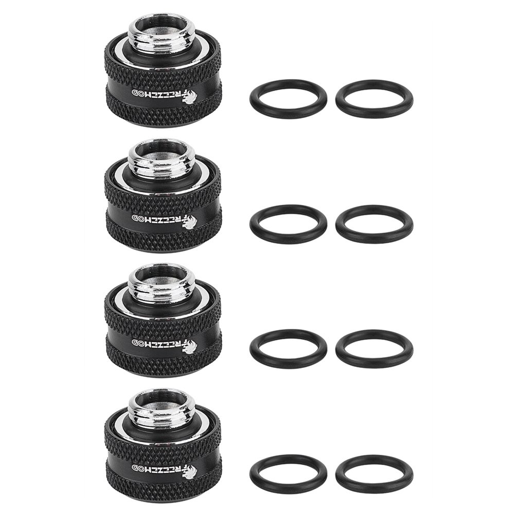Pomya Water Cooling Fitting, 14mm Water Cooling Compression Fitting for Rigid Acrylic Tube OD (Pack of 4)(black)