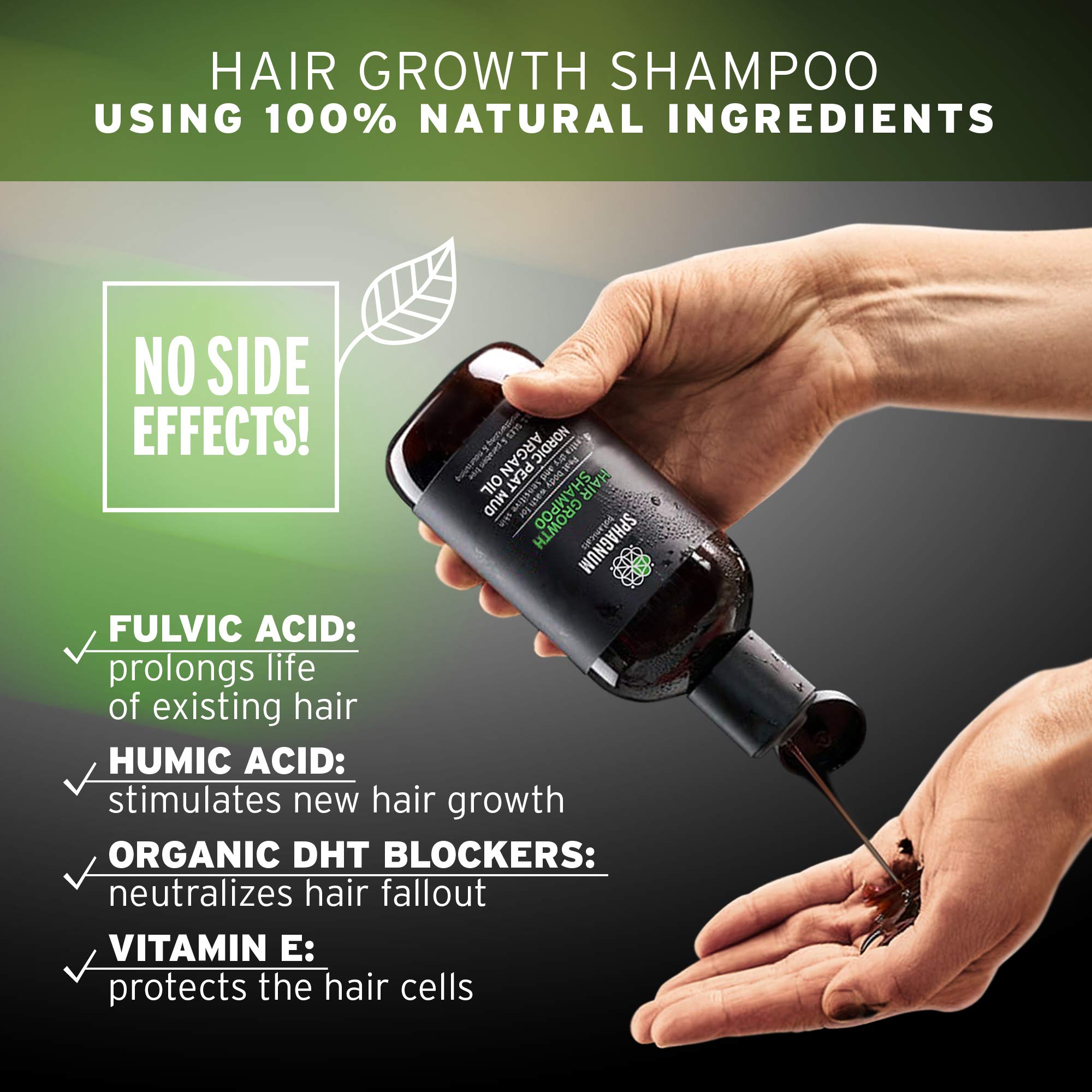 Hair Growth Shampoo for Men - Natural Biotin Boost with Argan Oil, Aloe Vera and Peat Mud - Effective Hair Loss Treatment for Thinning Hair - Helps With Dandruff