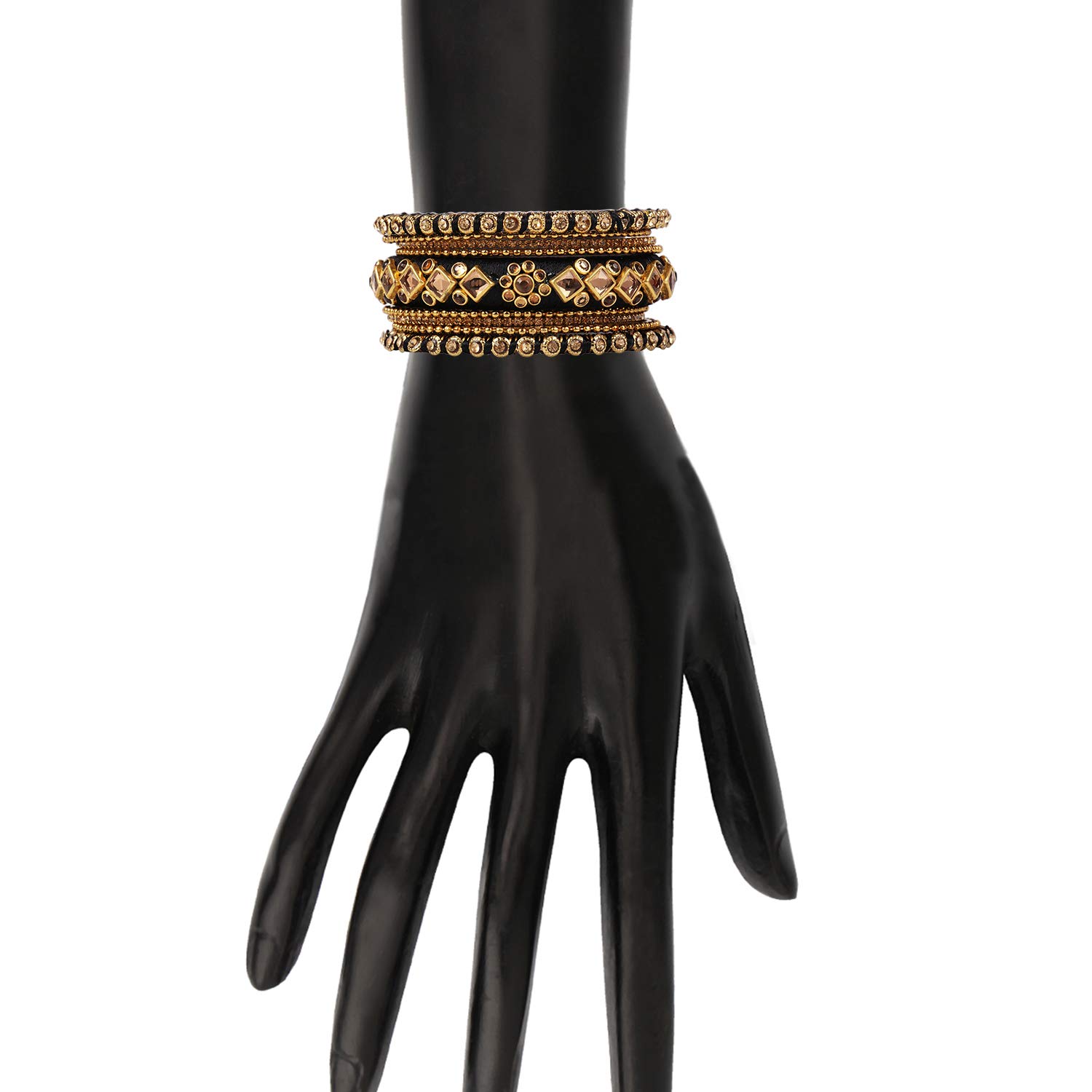 Accessorisingg Indian Ethnic Silk Thread with Faux Kundan Bangle Set for Women and Girls in 7 Sizes