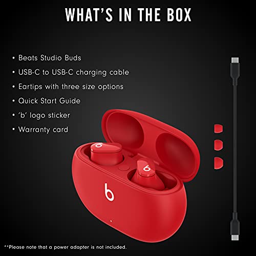 Beats Studio Buds – True Wireless Noise Cancelling Earbuds – Compatible with Apple & Android, Built-in Microphone, IPX4 Rating, Sweat Resistant Earphones, Class 1 Bluetooth Headphones - Red
