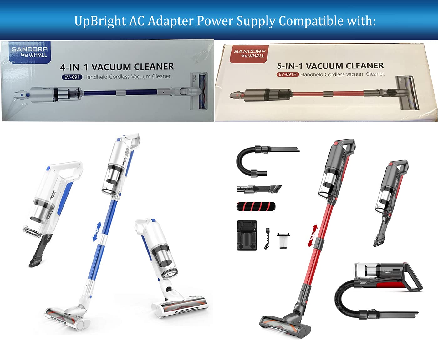 UpBright 35V AC/DC Adapter Compatible with Aucma by Whall Model EV-691 EV-691H EV691 EV691H 29.6V 2200mAh Li-ion Battery 250W Cordless Stick Vacuum Cleaner 35VDC 500mA 0.5A Power Supply Cord Charger