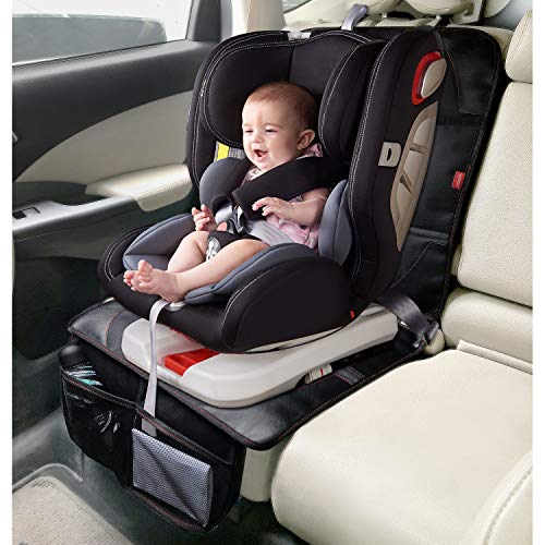 MORROLS Car Seat Protector, 2 Pack Carseat Protector with Thick Padding, Baby/Pets for Child Car Seat-Mesh Pockets-Waterproof-Universal Size(Black)
