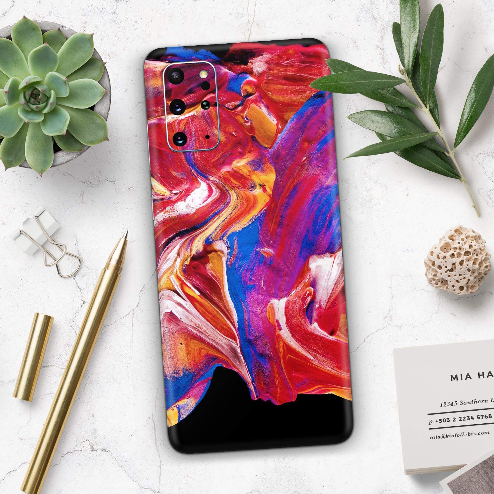 DesignSkinz Liquid Abstract Paint V44 Protective Vinyl Decal Wrap Skin Cover Compatible with The Samsung Galaxy S20 (Screen Trim & Back Glass Skin)