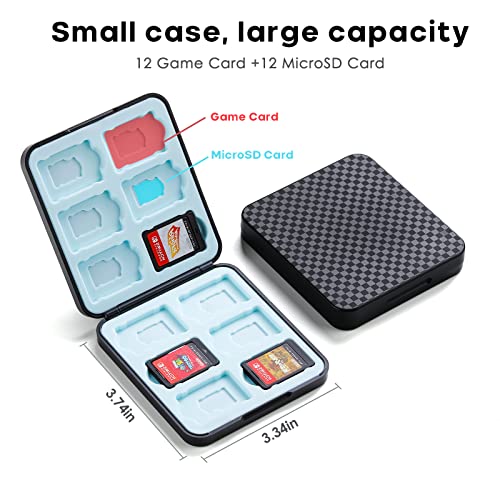 Accevo Nintendo Switch Game Case [12 Card Slots] Switch Game Holder, SHOCKPROOF & PORTABLE Switch Cartridge Case with Magnetic Closure/Hard Shell/Soft Lining (Black)