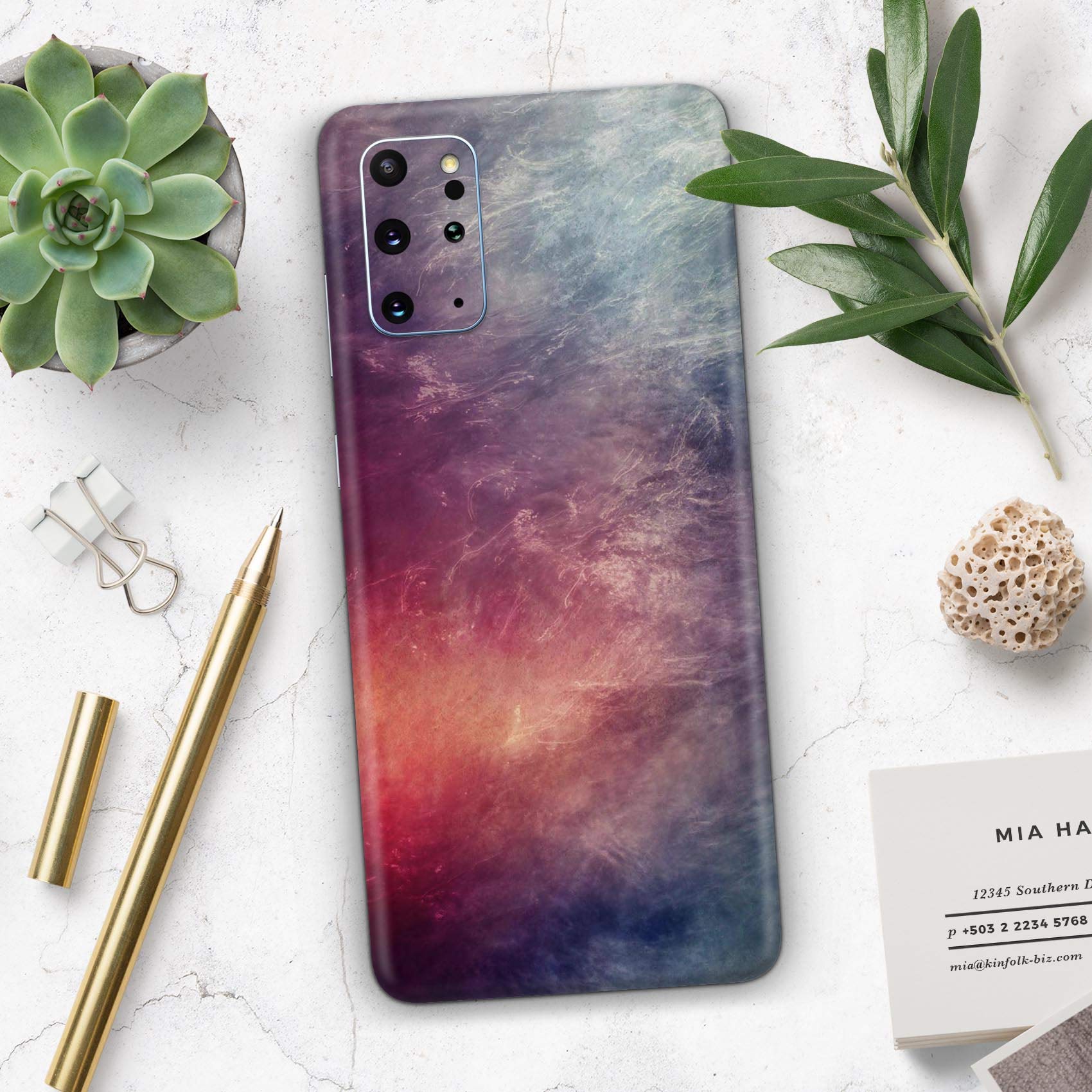 DesignSkinz Abstract Fire & Ice V19 Protective Vinyl Decal Wrap Skin Cover Compatible with The Samsung Galaxy S20 (Screen Trim & Back Glass Skin)
