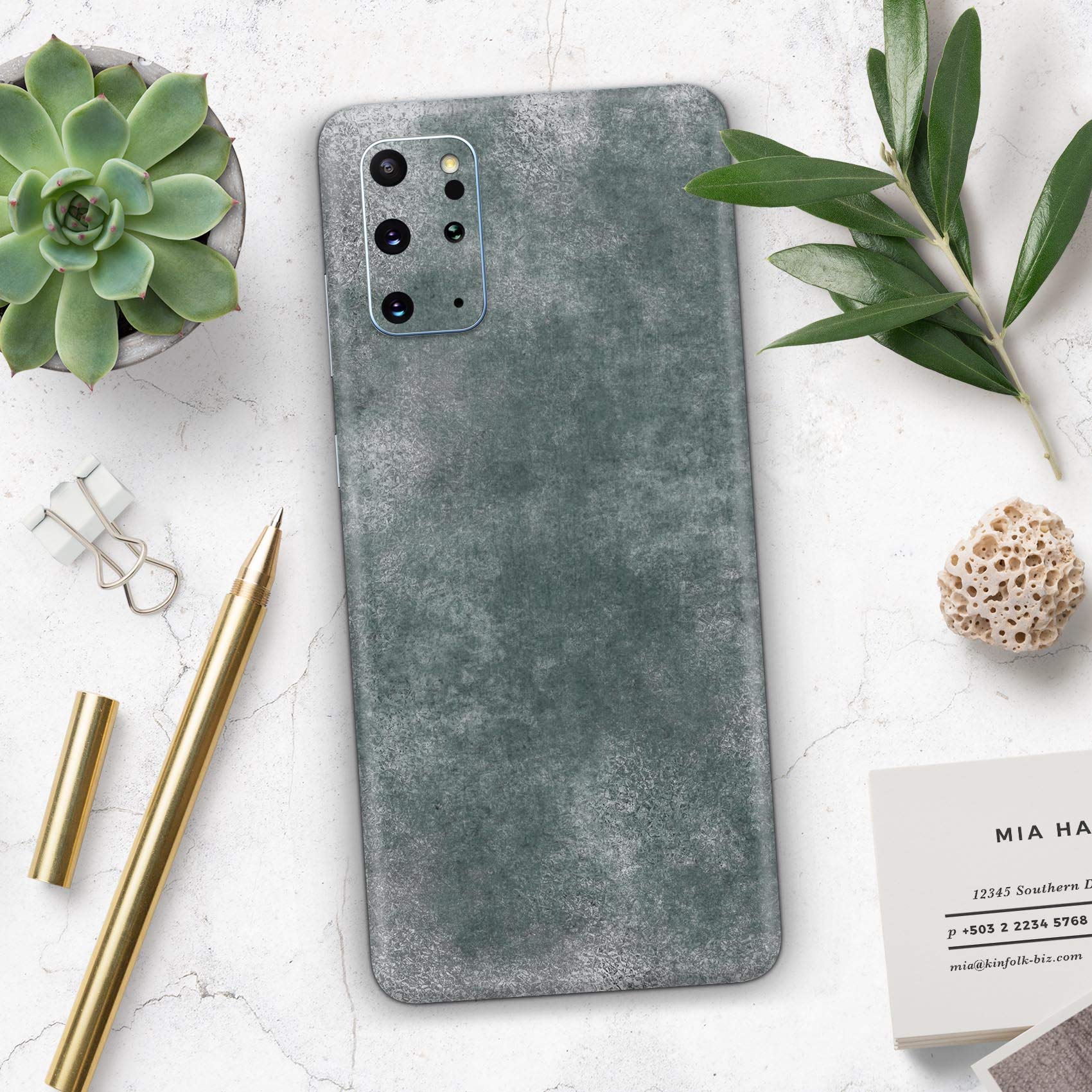 DesignSkinz Distressed Silver Texture v12 Protective Vinyl Decal Wrap Skin Cover Compatible with The Samsung Galaxy S20 (Screen Trim & Back Glass Skin)