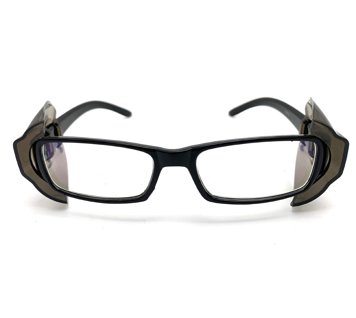 Wakaka 2 Pairs Safety Eye Glasses Side Shields, Slip On Clear Side Shield for Safety Glasses- Fits Medium to Large Eyeglasses, Clear Flexible (Deep Gray)