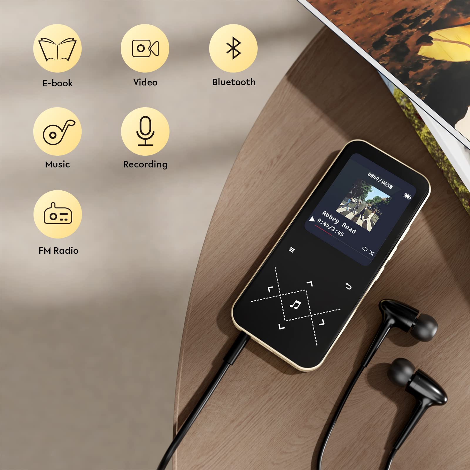 64GB MP3 Player with Bluetooth 5.3, AGPTEK 2.4 inch Screen Portable Music Player with Speaker, FM Radio, Voice Recorder, Real Built-in 64GB, Supports Expanded Up to 128GB