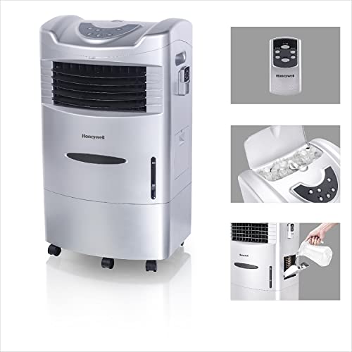 Honeywell CL201AE 470 CFM Indoor Evaporative Air Cooler (Swamp Cooler) with Remote Control in Silver