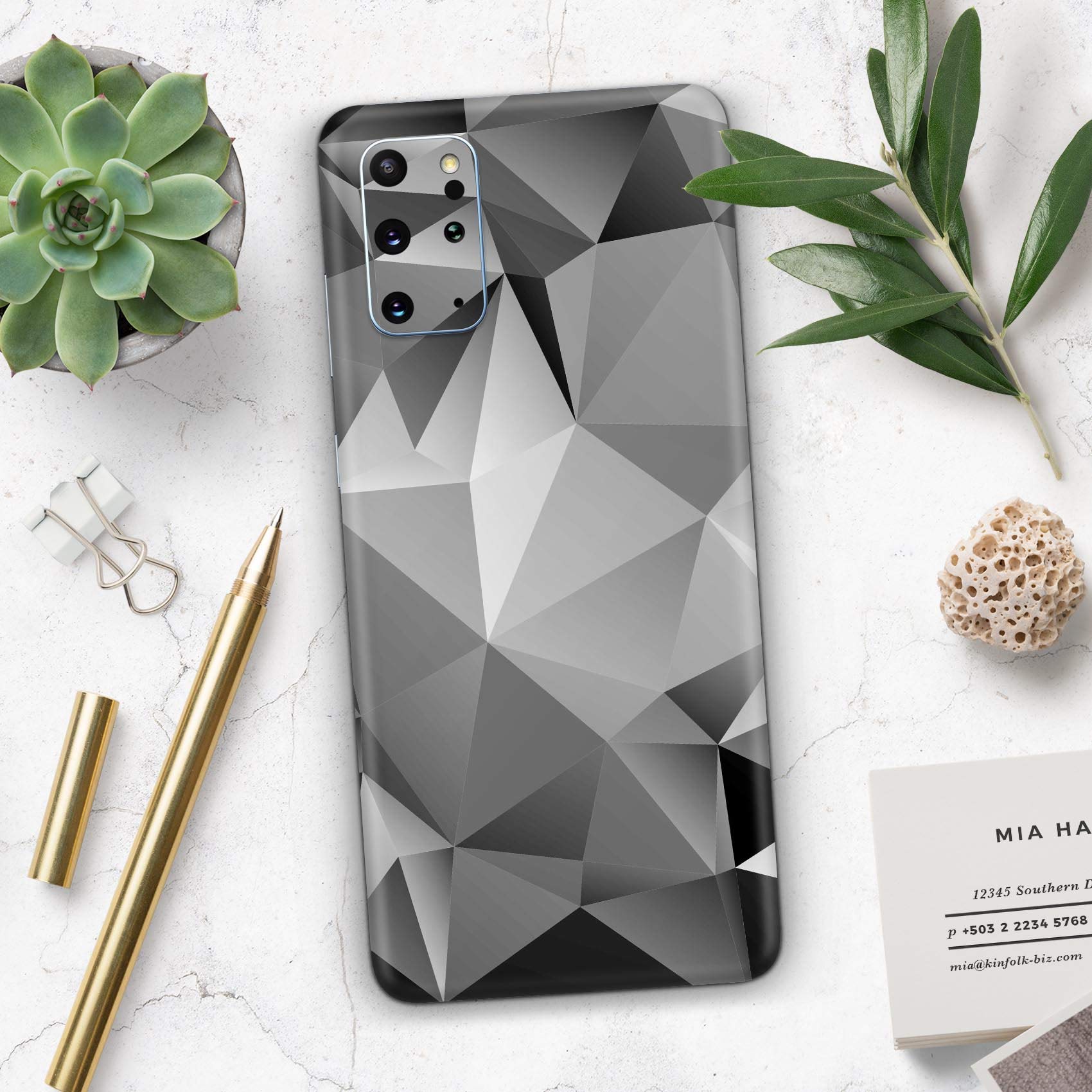 DesignSkinz Vector Black & White Abstract Connect Pattern Protective Vinyl Decal Wrap Skin Cover Compatible with The Samsung Galaxy S20 (Screen Trim & Back Glass Skin)