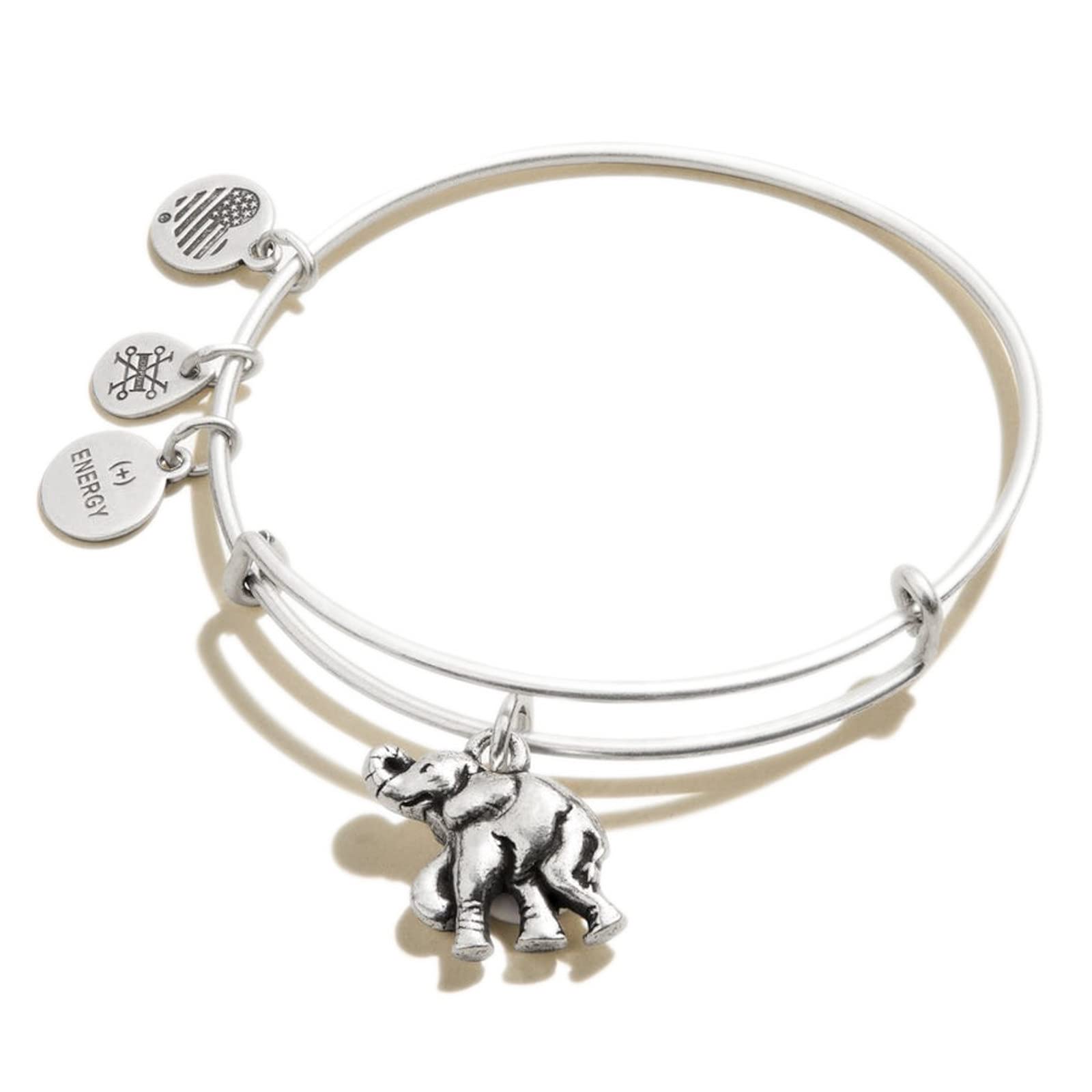 Alex and Ani Animal Guide Expandable Bangle for Women, Marching Elephant Charm, Rafaelian Finish, 2 to 3.5 in