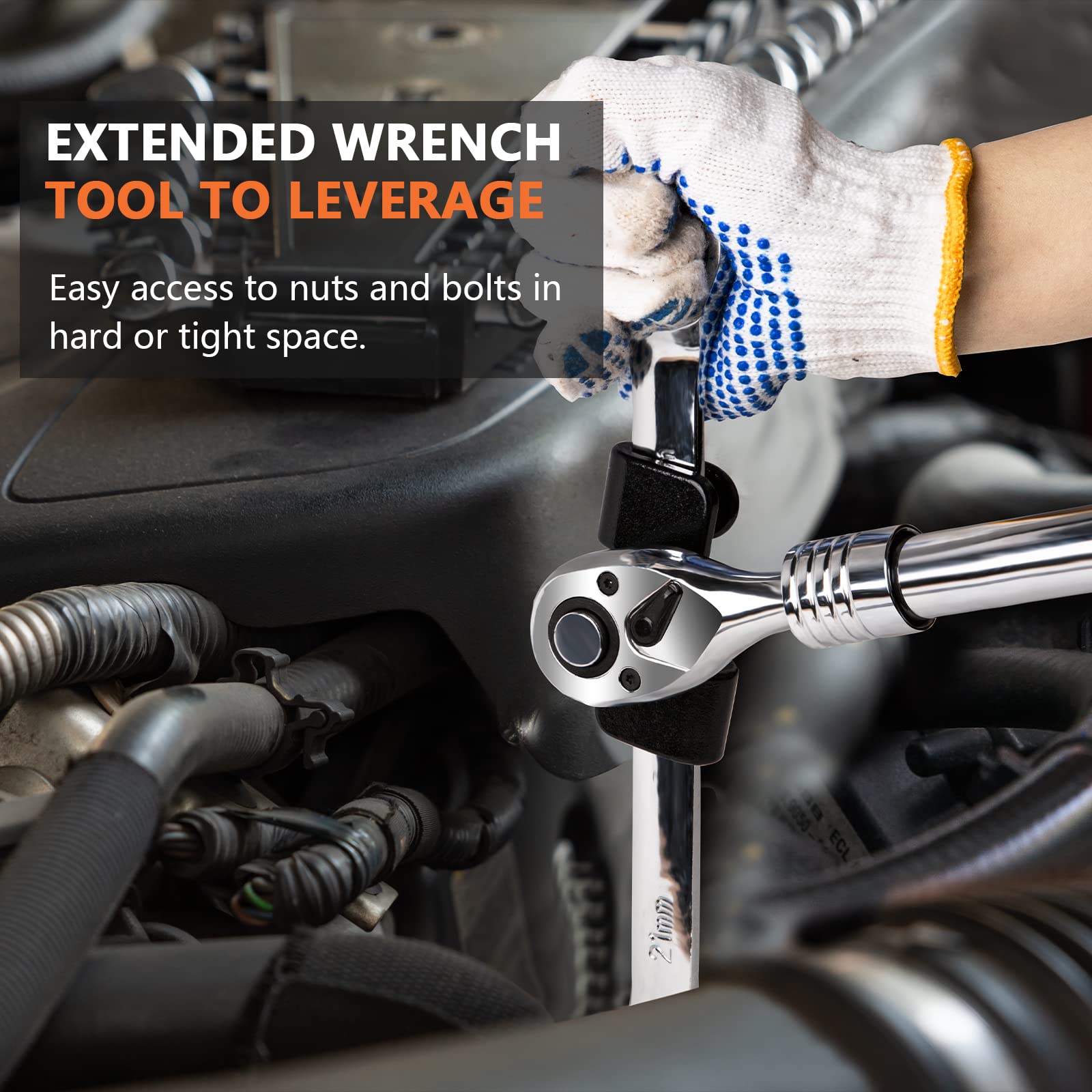 Anblak Wrench Extender for 1/2 Inch Drive Breaker Bars/21 mm Hex Drive, Universal Wrench Extension Tool Adaptor for Cheater Bar, Extend Wrenches Tool to Leverage over Stubborn Nuts，Bolts