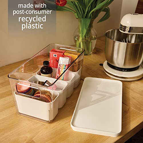 Rosanna Pansino x iDesign Recycled Plastic Kitchen Storage Bins, Includes 1 Large Bin with Lid and 4 Small Bins, Marshmallow Bins/Marshmallow Lid, 6β x 12β x 6β