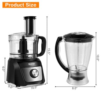 6 Cup Food Processor 500W Variable Speed Blender with 3 blades