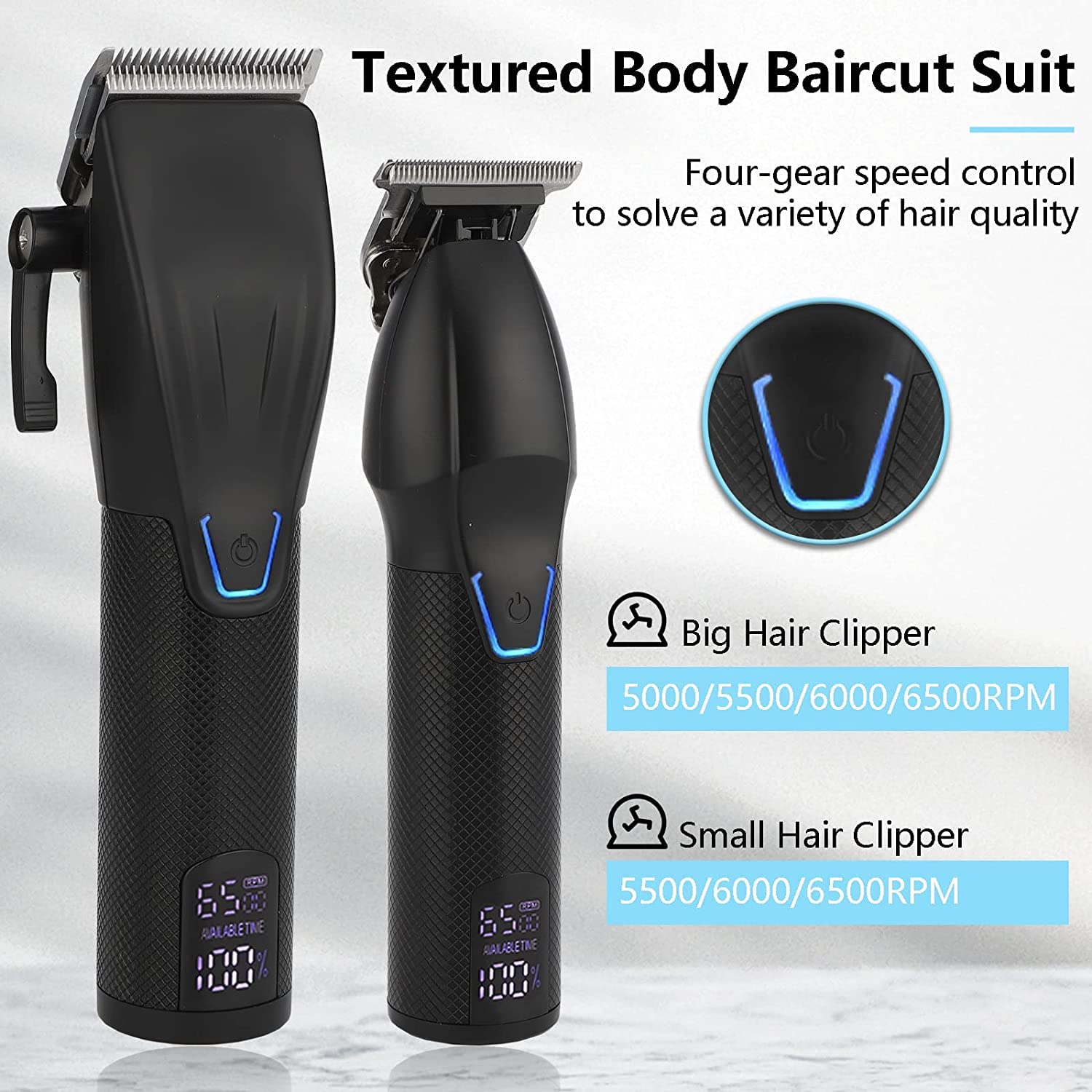 AMULISS Professional Hair Clippers and Zero Gapped Trimmer for Men, Cordless Barber Clipper Kit, Beard T Outliner Trimmers Haircut Grooming Set,Rechargeable LCD Display