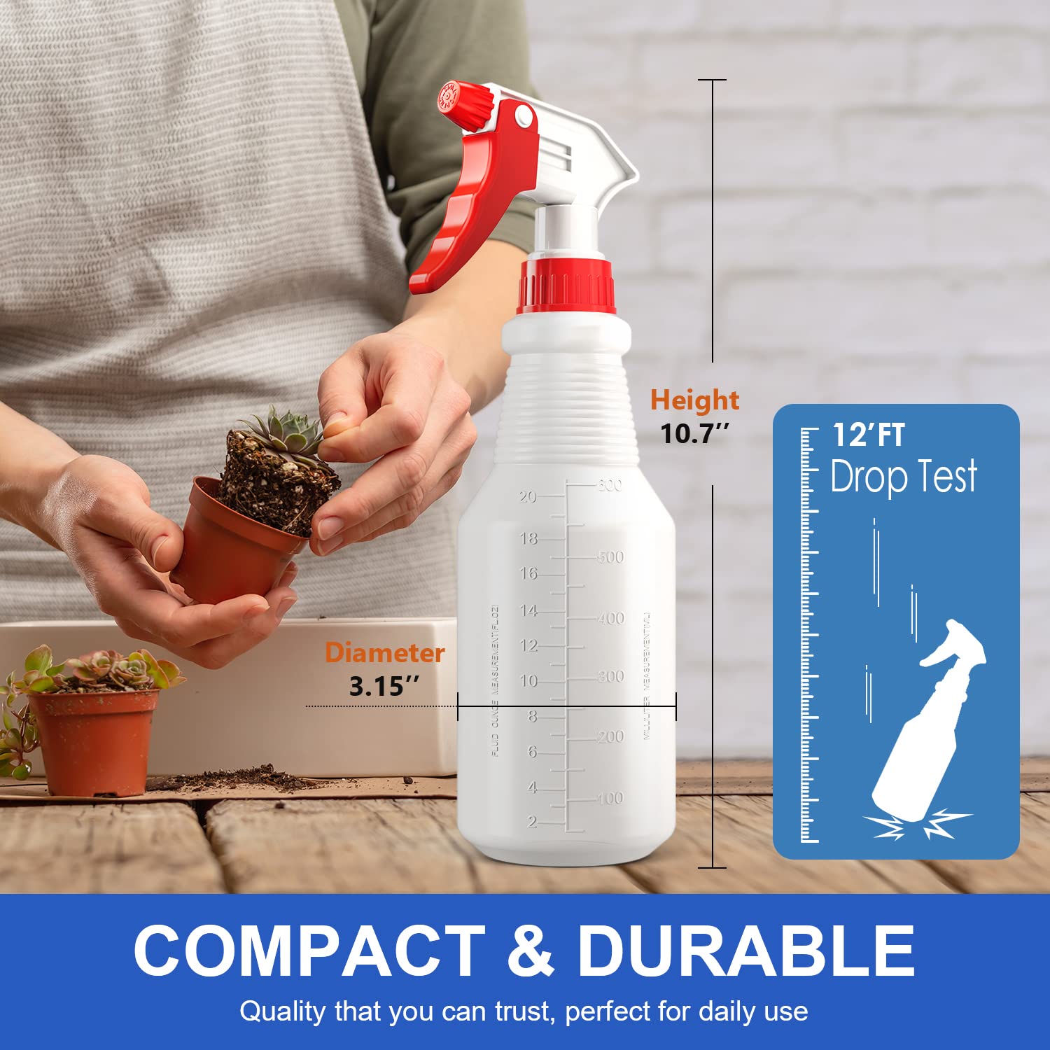Bealee Plant Mister Spray Bottle (3 Pack, 16 oz), Plastic Empty Sprayer Bottles, Refillable Mist & Stream Water Misting Sprayer for Planting, Cleaning Solutions, Hair Care, Pet, BPA Free