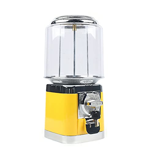 Candy Gumball Vending Machine Candy Dispenser, Commercial 1-inch Gumball Vending Machine with Keys, Automatic Candy Machine Dispenser for Gaming Stores (Yellow)
