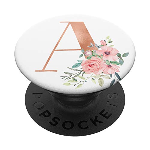 Rose Blush Floral Monogram Letter A Pretty Pink Flowers PopSockets PopGrip: Swappable Grip for Phones & Tablets