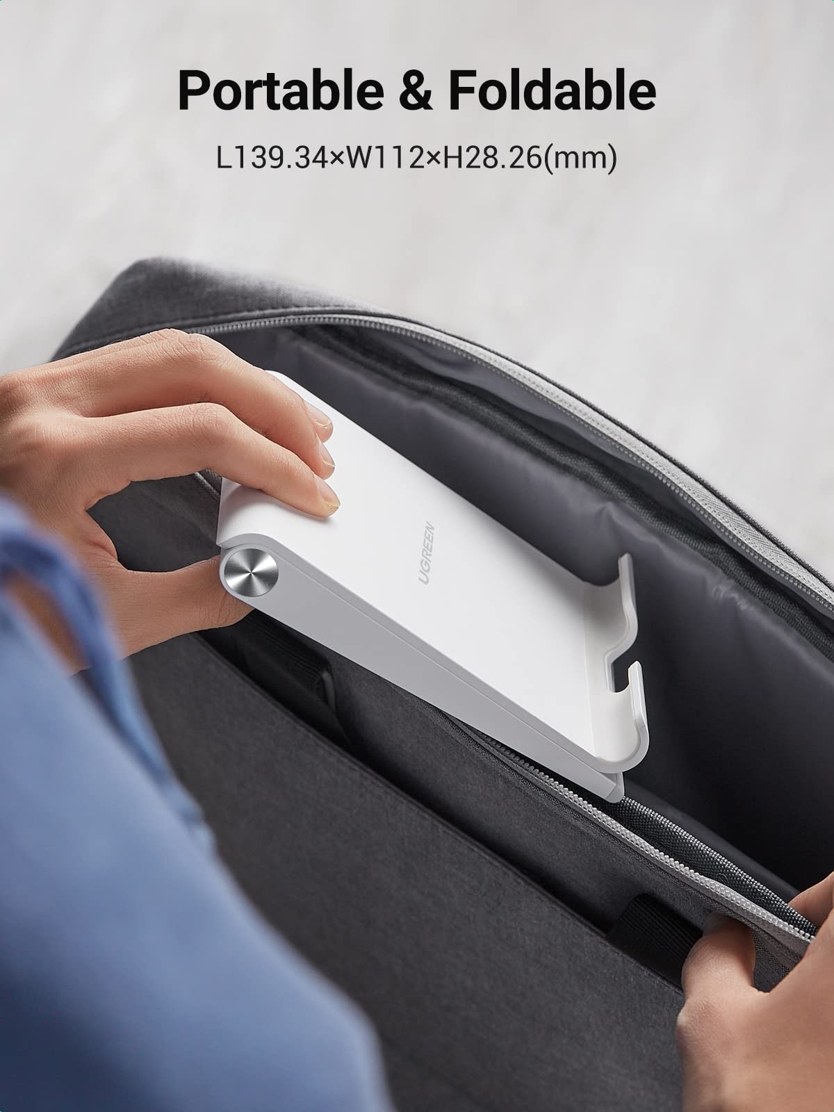 UGREEN Tablet Stand Holder for Desk Adjustable Stand Foldable Desktop Holder Charging Dock Protable Compatible for Phones, iPad, iPad Pro 12.9, 11, 10.5, 9.7 Air Mini 5 4 3 2 White