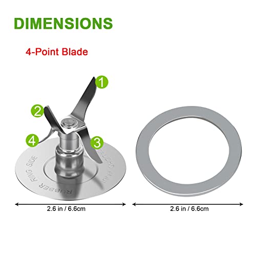 For Oster Blender Replacement Parts with Gasket 6 Pieces for Oster Blender Ice Blade, Black 4961 and Jar Base Bottom 4902 Compatible with Aspas Para Licuadora Oster and Osterizer Classic Blender Parts