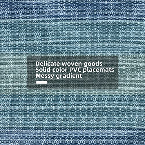 Canglifull Placemats Set of 6, Vinyl Woven Placemats, Beautiful Washable and Durable Non-Slip Table Placemats, Indoor/Outdoor Placemats (Blue, 6)