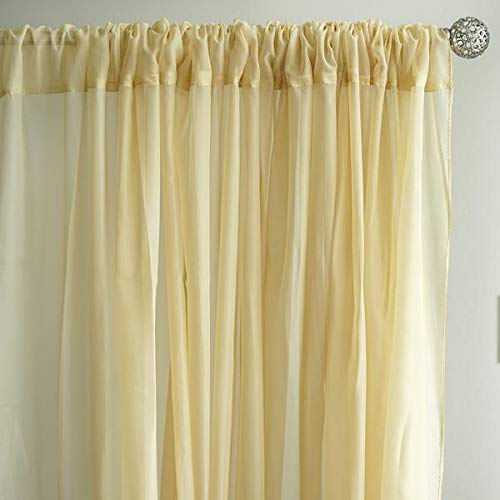 BalsaCircle 10 feet x 10 feet Champagne Sheer Voile Backdrop Drapes Curtains 2 Panels 5x10 ft - Wedding Ceremony Home Decorations