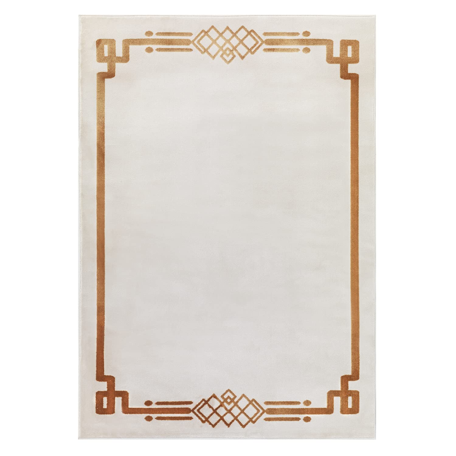 Antep Rugs Babil Gold 8x10 Modern Bordered Indoor Area Rug, Black, 7'10" x 10'