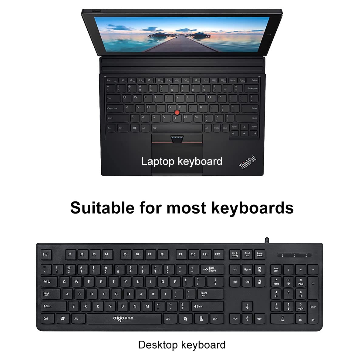 4-in-1 Universal Korean Keyboard Stickers Kit,Replacement Computer Keyboard Alphabet Stickers with Black Background White Lettering for MacBook Air Pro PC Notebook Laptop Desktop Computer