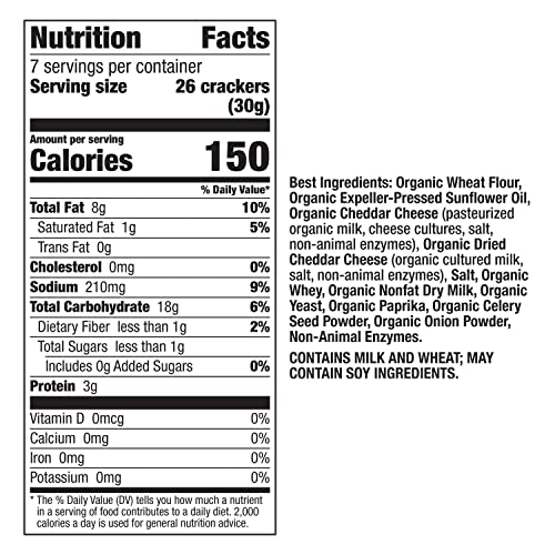 Annie's Organic White Cheddar Squares Baked Snack Crackers, Baked with Real Cheese, 7.5 oz.