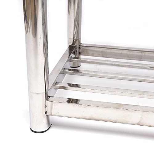 Commercial Kitchen Sink, Free Standing Stainless Steel 2 Compartment Utility Sink with Drainer Unit & Faucets Kitchen Prep Table Outdoor Sink for Garage, Restaurant, Kitchen, Laundry Room