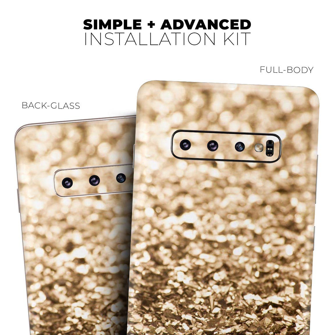 DesignSkinz Gold Glimmer V2 Protective Vinyl Decal Wrap Skin Cover Compatible with The Samsung Galaxy S20 (Screen Trim & Back Glass Skin)