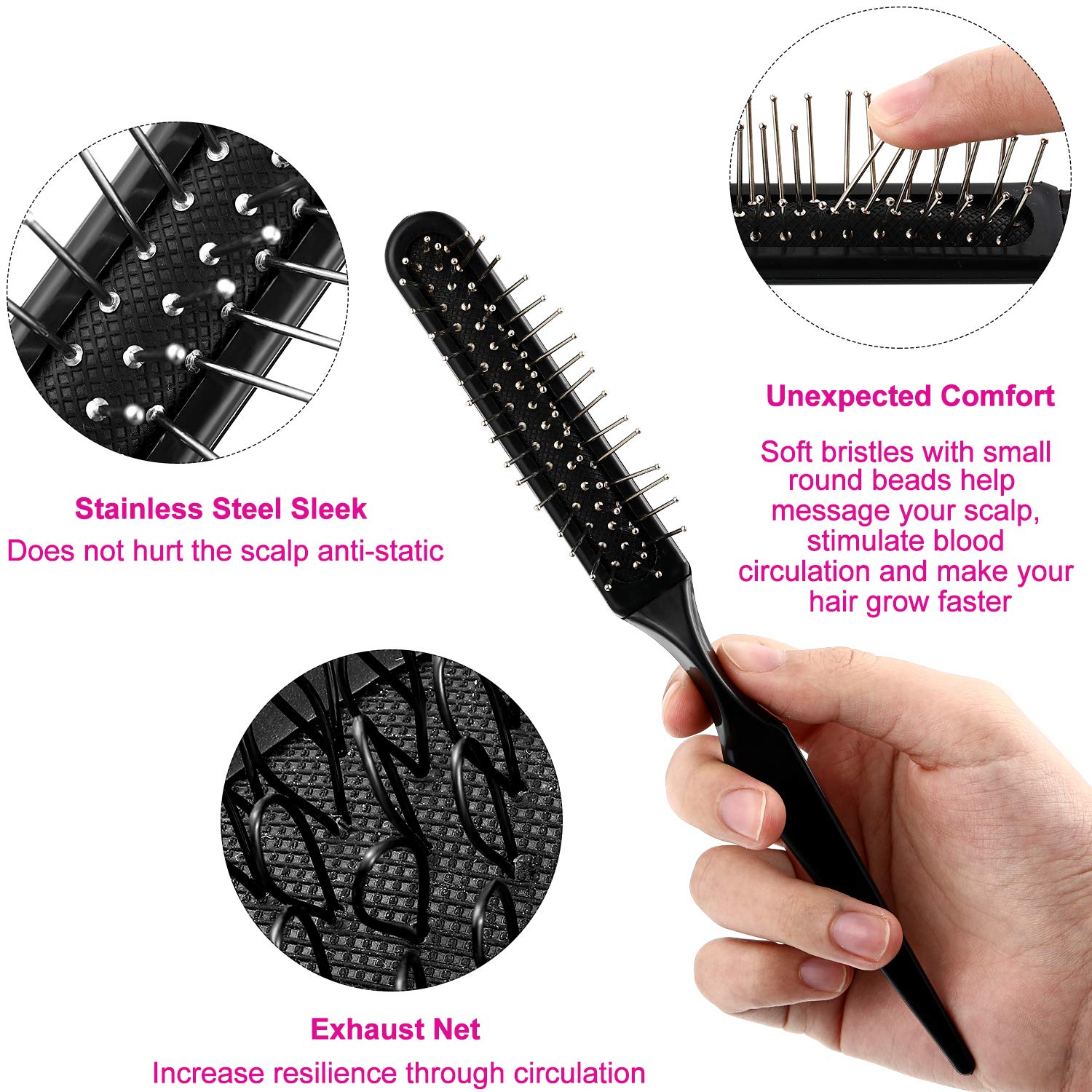 9 Pieces Wig Combs Set Includes Hair Edge Brush Airbag Massage Comb Wide Tooth Hair Comb Wig Clips for Curly Straight Thick Synthetic and Human Hair