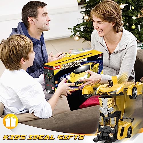 Britik Transform Remote Control Car - RC Cars, One-Button Transforming, 360° Rotation Drifting, 2.4Ghz 1:18 Scale, Gift Kids Aged 4-6 Year Old Boys/Girls