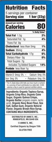 Annie's Organic Original Crispy Snack Bars, Gluten Free, 3.9 oz, 5 ct.