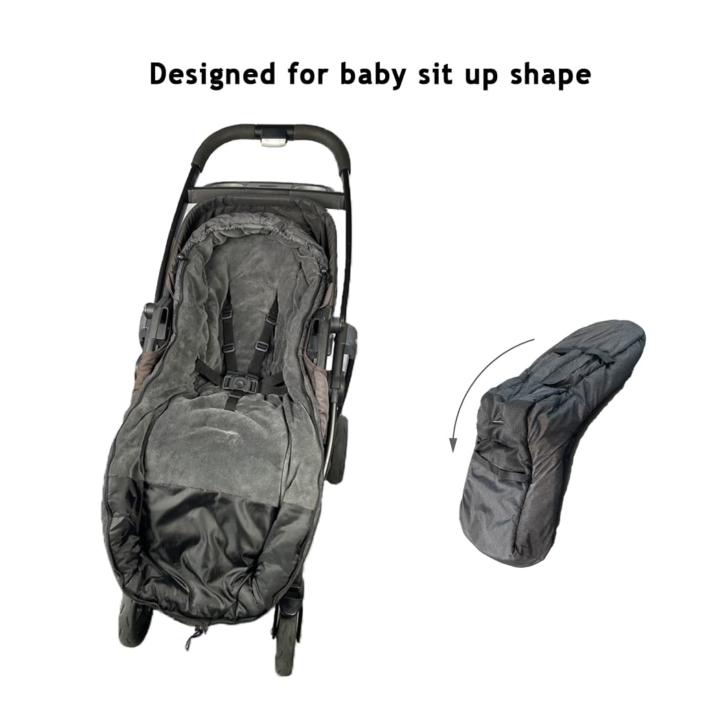 CozyMe Stroller Footmuff, Stroller Blanket with Hoodie for Toddler Winter Stroller Cover, Stroller Bunting Bag with Fleece Lined Front Height Adjustable & Removable Baby Bunting Bag for 6M-4T