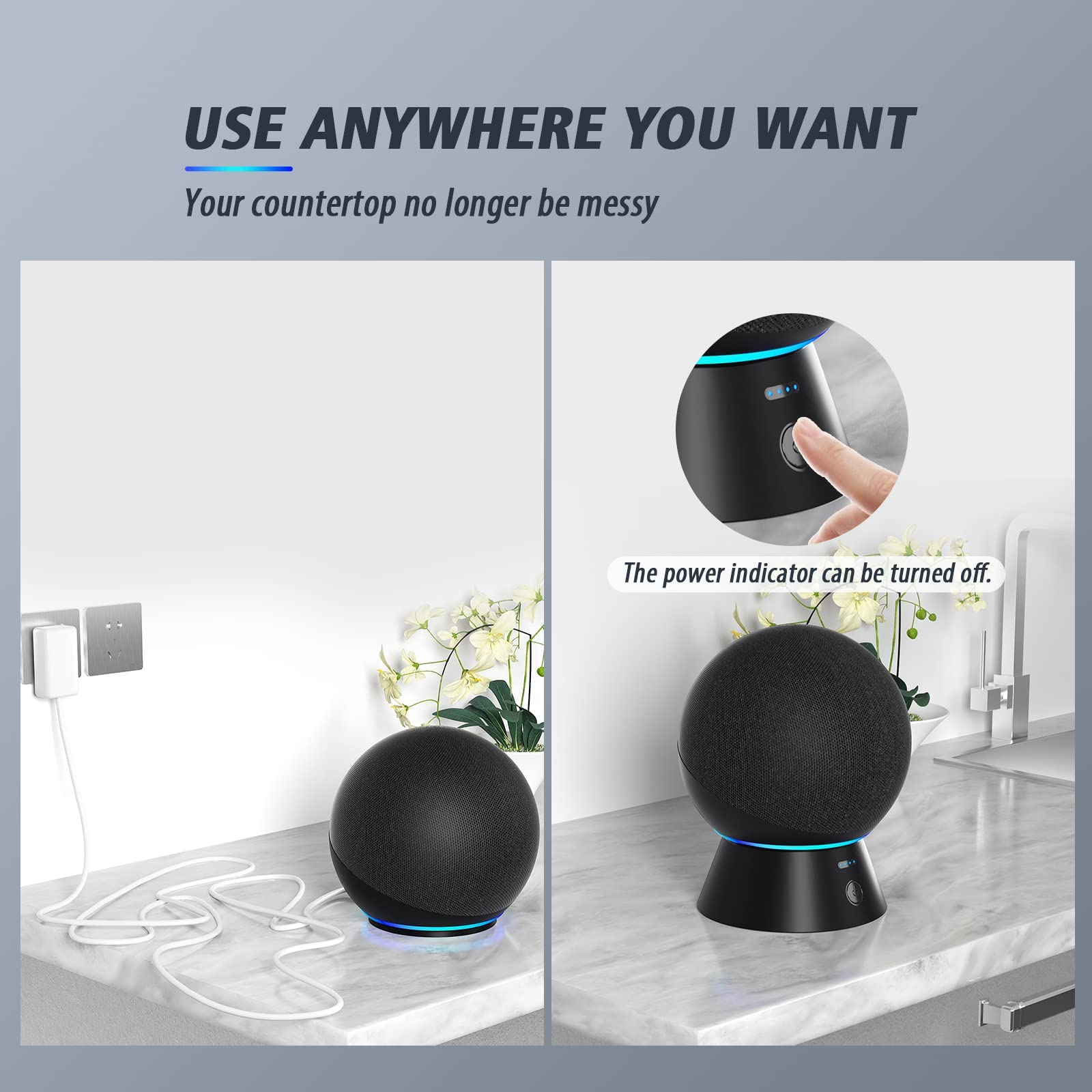 Battery Base for Echo 4th Generation(NOT Echo dot, Cirtek Portable Alexa Echo Battery Base,Large Capacity Battery Long Playtime,Indicator Light Can Be Turn Off (Not Include Echo 4th)